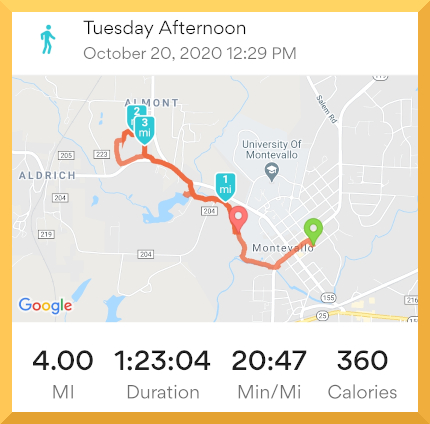 Greenway Stroll, Part I, Virtual Queen Bee 4-Miler, October 2020 – Virtual Brush Box